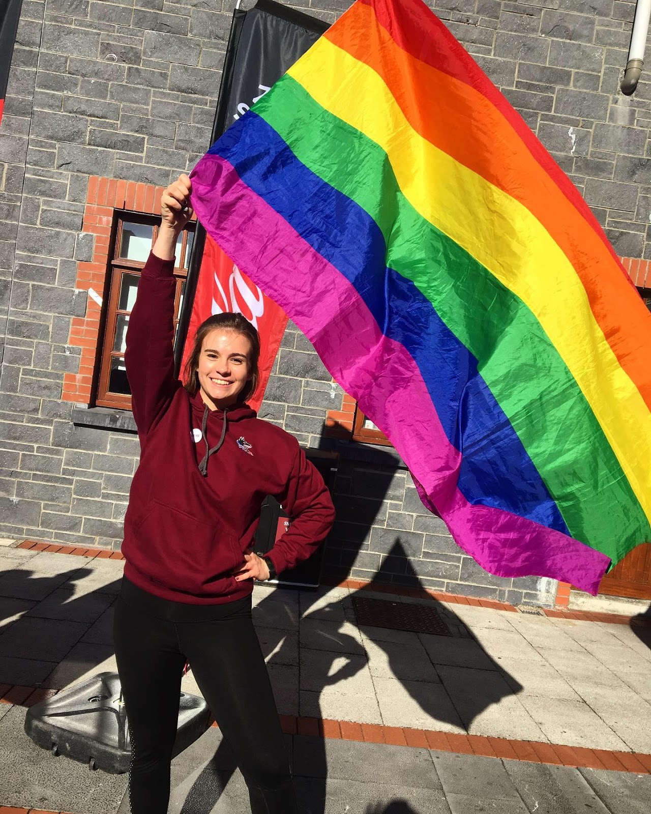 Out in UL President Rachel Froheip flying the flag high